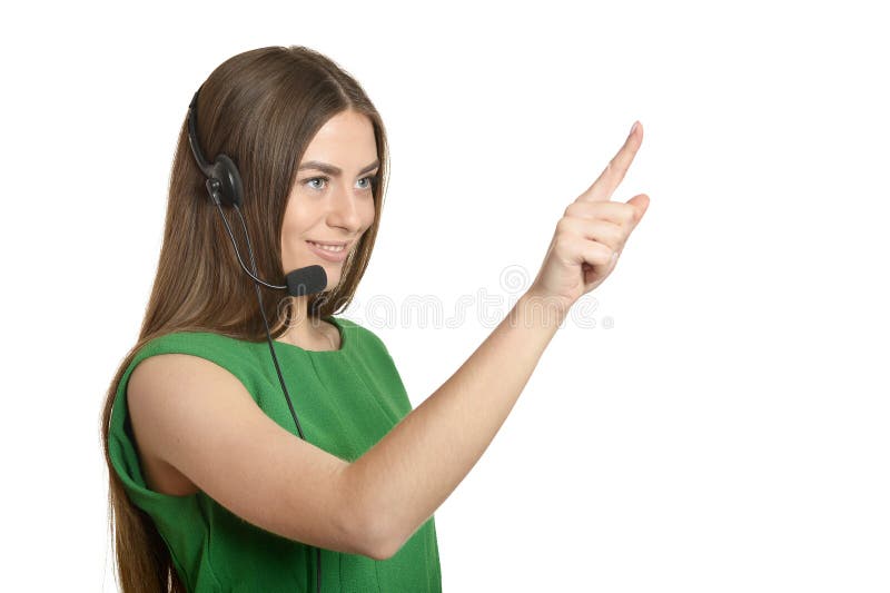 Call operator with headset stock image. Image of headset - 24744927