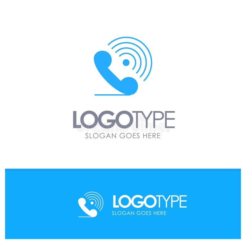 Call, Phone, Receiver, Ring, Signals Blue Solid Logo with Place for ...
