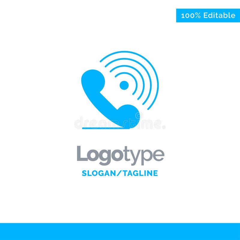Call, Phone, Receiver, Ring, Signals Blue Solid Logo Template. Place ...