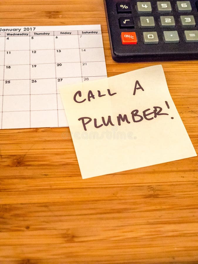 Call a Plumber, Post it Reminder, Copy Space Stock Image - Image of ...