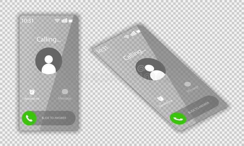 Call Screen Concept UI Set with Realistic Transparent Background ...