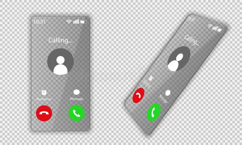 Call Screen Concept UI Set with Realistic Transparent Background ... Call Screen Concept UI Set with Realistic Transparent Background ...