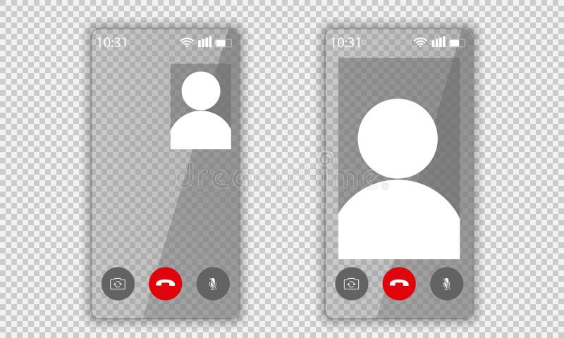 Call Screen Concept UI Set with Realistic Transparent Background ...