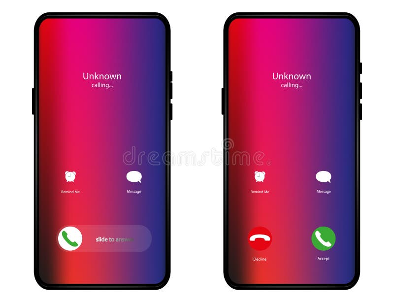 Call Screen Layout, Abstract Incoming Call Window Interface with Hang ...