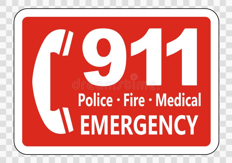 Symbol Call 911 Sign on Transparent Background Stock Vector ...