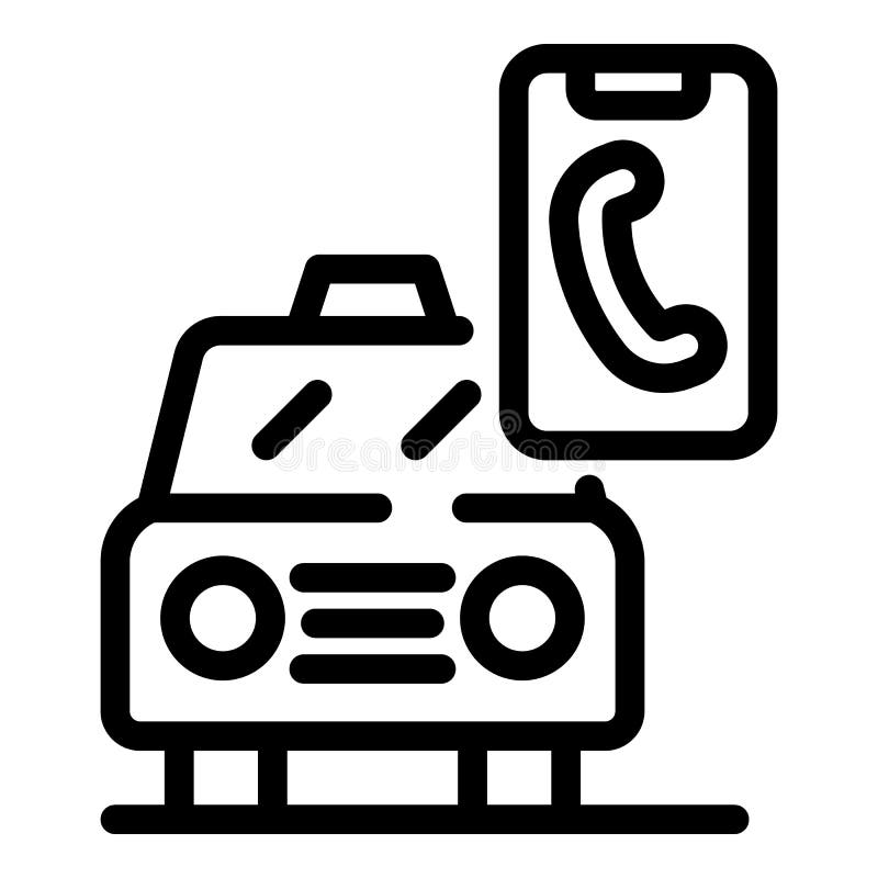Call Smart Taxi Icon, Outline Style Stock Vector - Illustration of ...