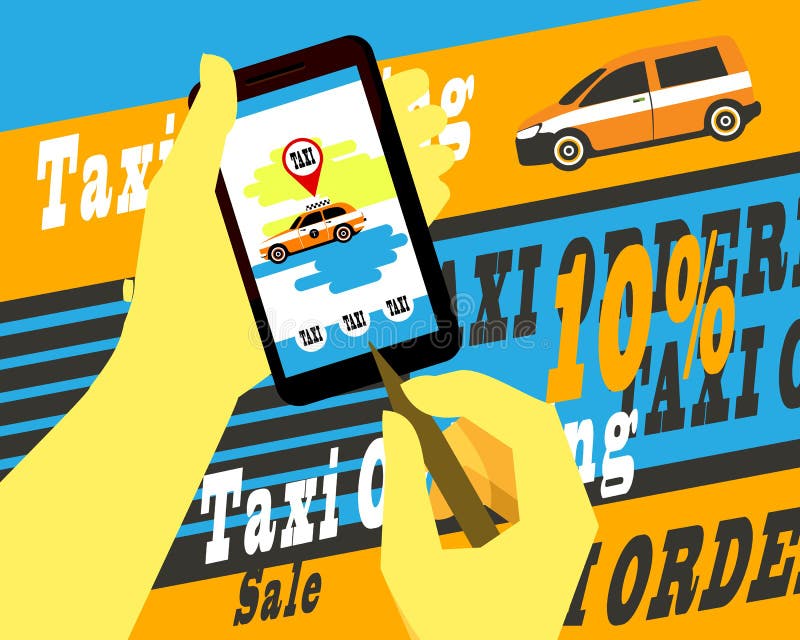 Call a taxi stock vector. Illustration of automobile - 65748796