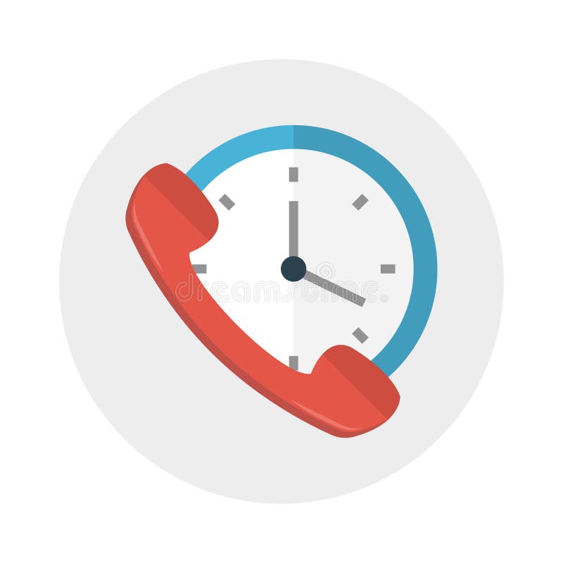 Call Time Vector Flat Color Icon Stock Illustration - Illustration of ...