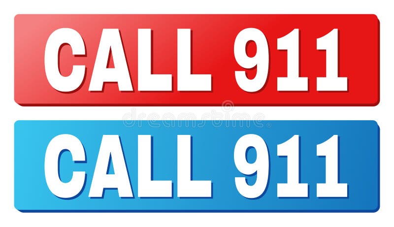 CALL 911 Title on Blue and Red Rectangle Buttons Stock Vector ...