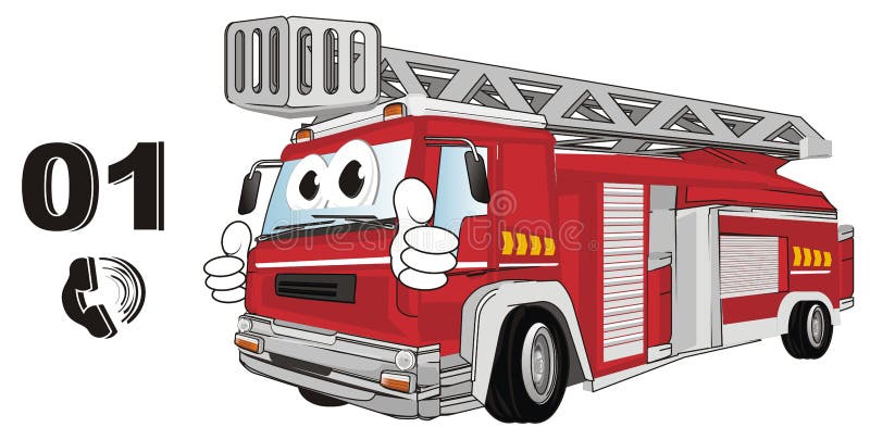 Funny fire truck and call stock illustration. Illustration of team ...