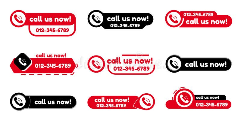 Call Us Button Icon Set - Different Vector Illustrations Isolated on ...