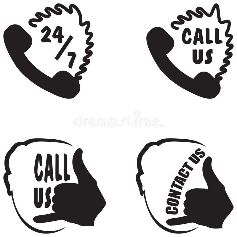 Call Us and Contact Us Hand Gestures Buttons Stock Vector ...
