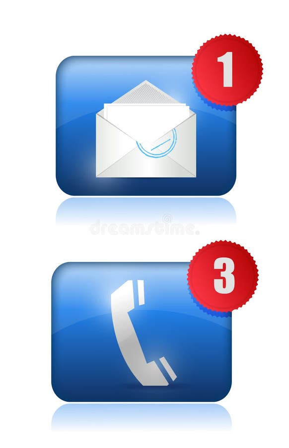 Call Us and email us inbox stock illustration. Illustration of label ...