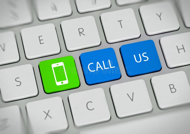 Call Us with Green Contact Button Stock Photo - Image of contact ...