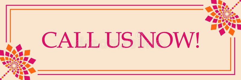 Call Us Now Pink Orange Floral Horizontal Stock Illustration ...