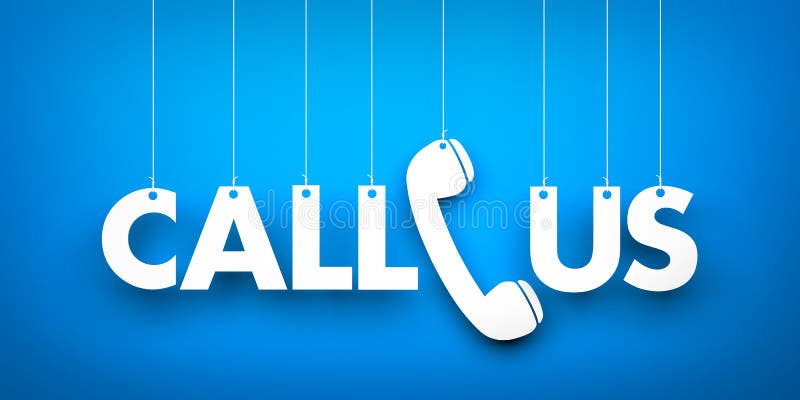CALL US - Word Hanging on Blue Background Stock Illustration ...