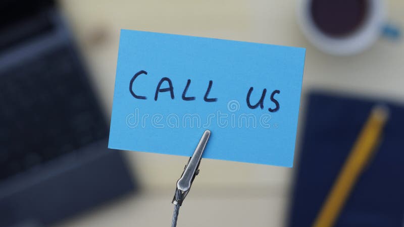 Call us written stock photo. Image of hand, announcement - 64577224