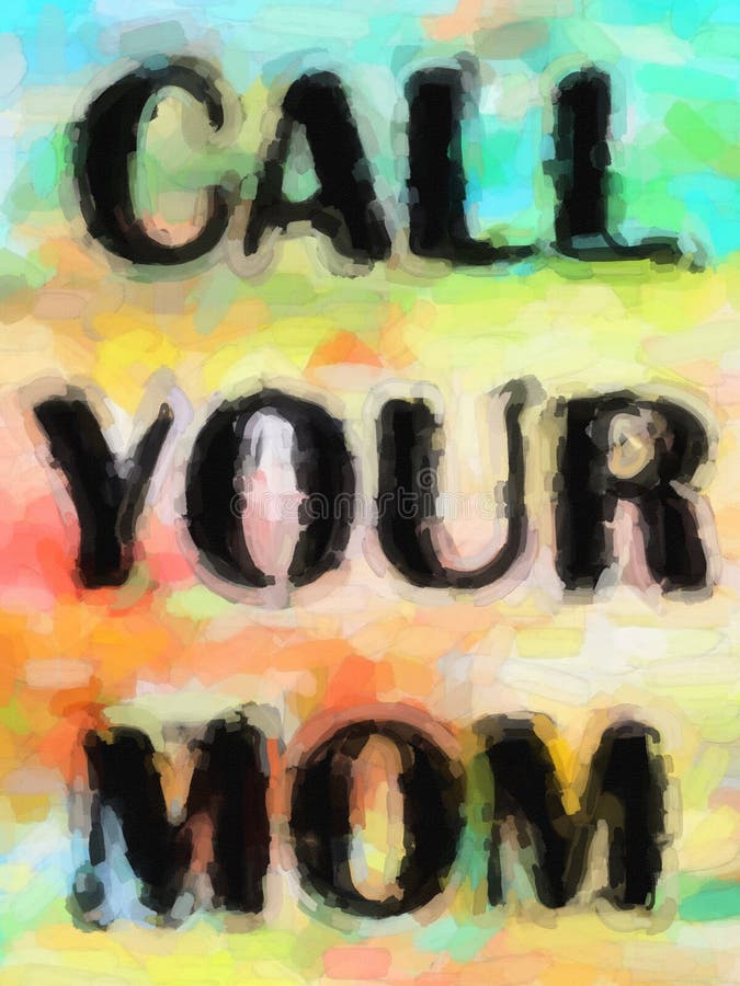 Call Your Mom. Cartoon Illustration for Mother`s Day. Elderly Woman ...