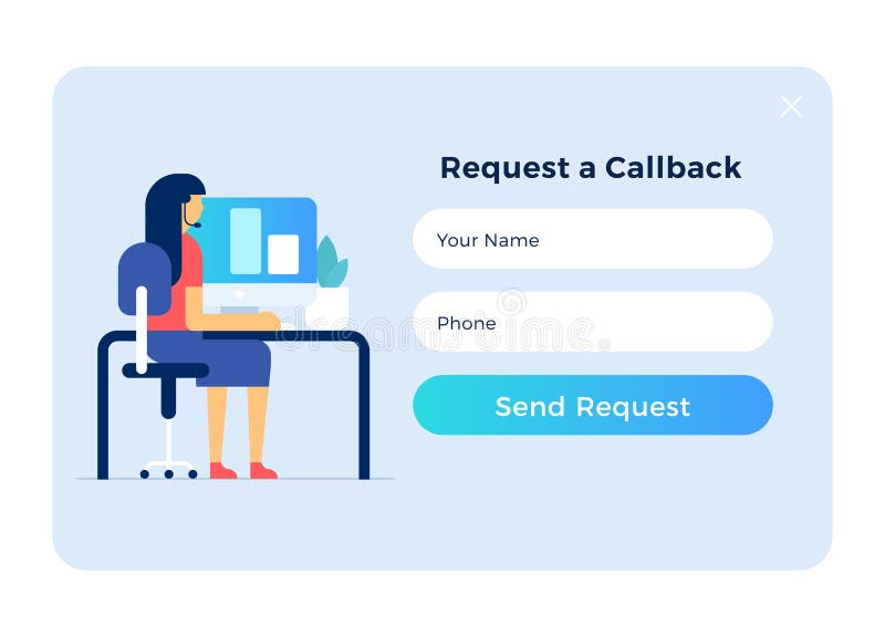 Call Back Request Web Form with the Man Speaking through the Headphones ...