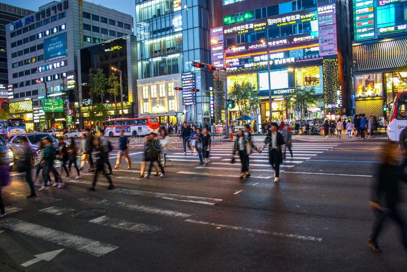 Calles De Gangnam, Seul, Corea Del Sur Fotografía editorial - Imagen de ...