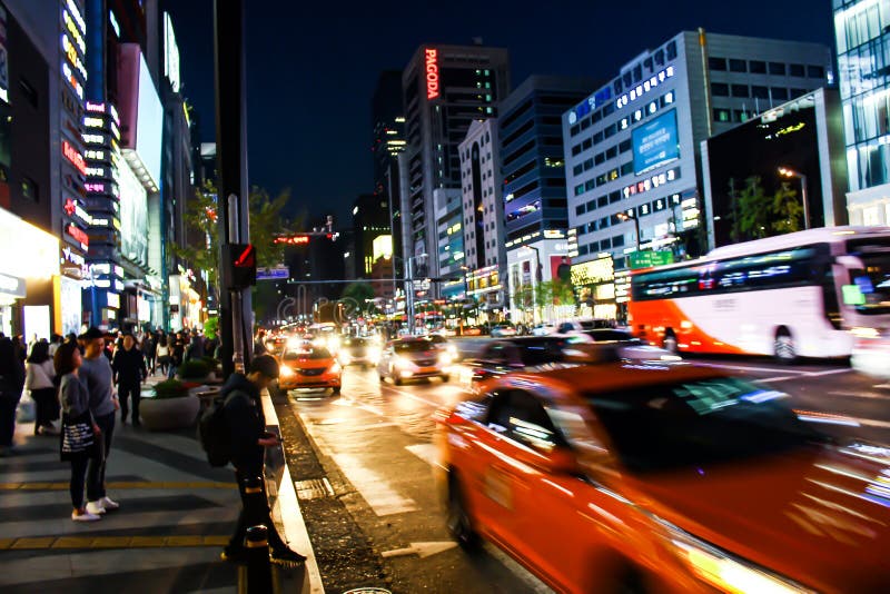 Calles De Gangnam, Seul, Corea Del Sur Fotografía editorial - Imagen de ...