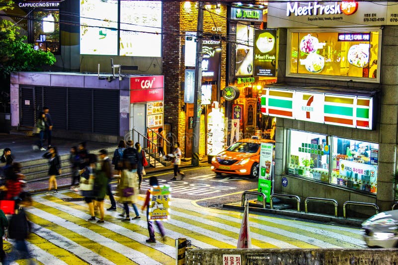 Calles De Gangnam, Seul, Corea Del Sur Fotografía editorial - Imagen de ...