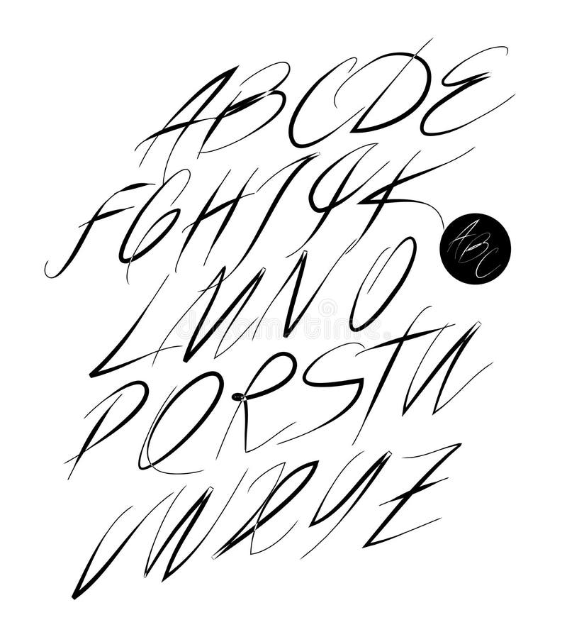 Calligraphic Alphabet. Design Elements Stock Vector - Illustration of ...