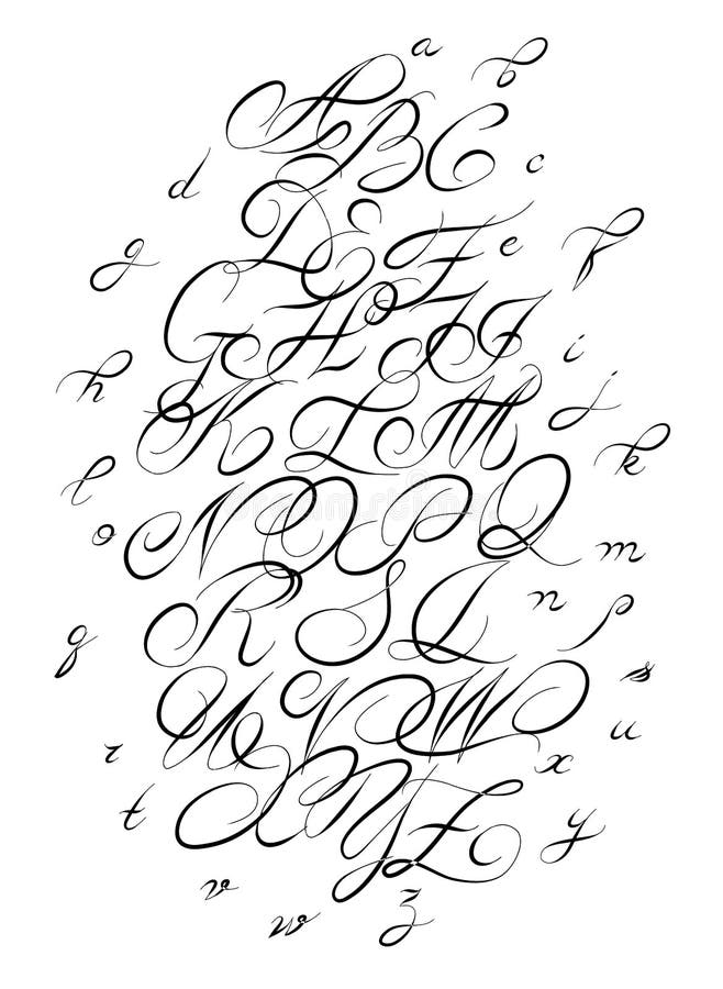 Calligraphic Alphabet. Design Elements Stock Vector - Illustration of ...