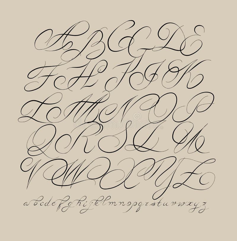 Calligraphic Alphabet. Design Elements Stock Vector - Illustration of ...