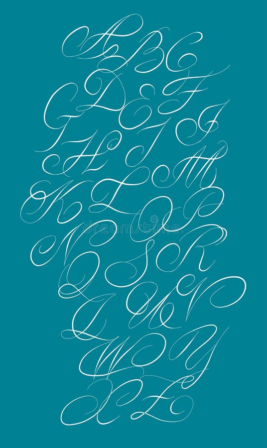 Calligraphic Alphabet. Design Elements Stock Vector - Illustration of ...