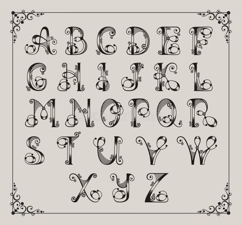 Calligraphic alphabet stock vector. Illustration of filigree - 30490883