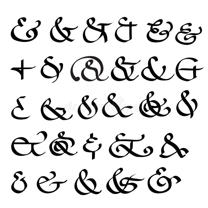 Calligraphic Ampersand Symbols Stock Illustration - Illustration of ...