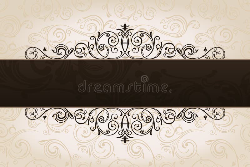 Calligraphic Brown Banner Background. Vintage Stock Vector ...