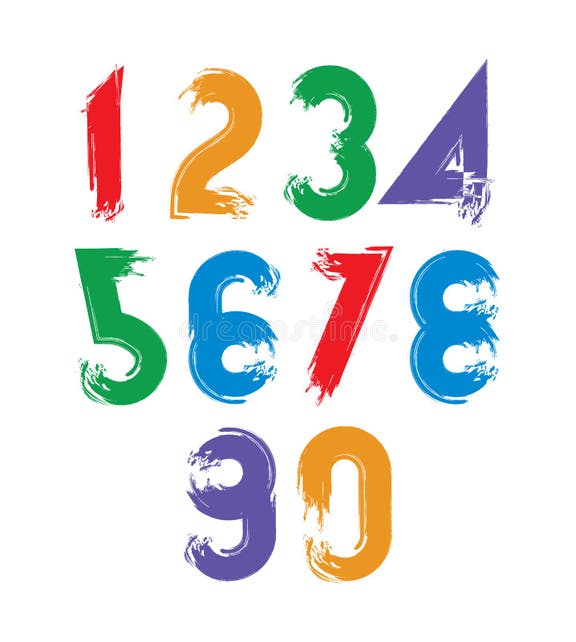 Calligraphic Brush Numbers, Hand-painted Bright Vector Numeration ...