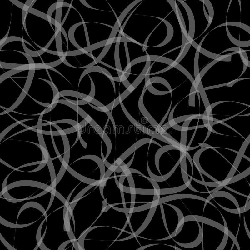 Calligraphic Curved Lines Pattern on Black Background Stock Vector ...