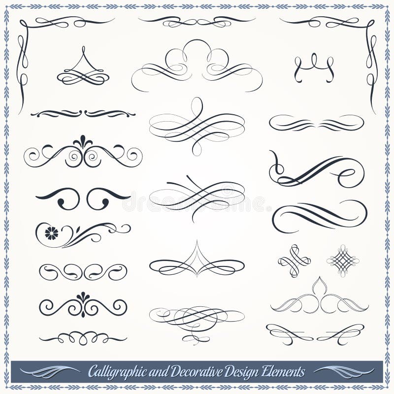Calligraphic Curves and Decorative Patterns Collection Stock Vector ...