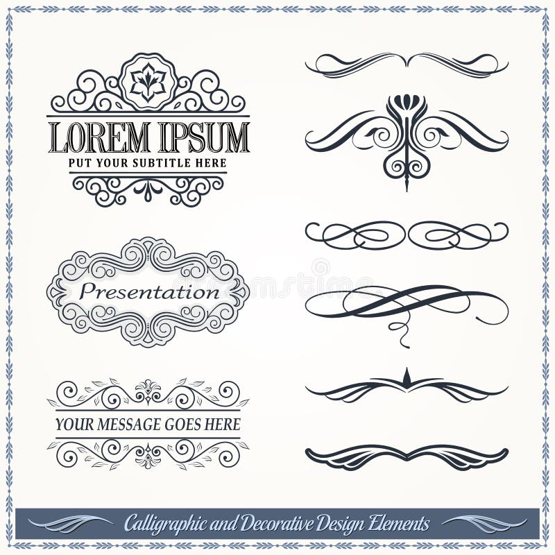 Calligraphic Curves and Decorative Patterns Collection Stock Vector ...
