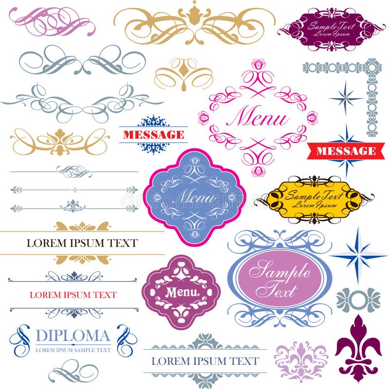 Vector Set of Elements for Design. Decorative Borders Stock Vector ...