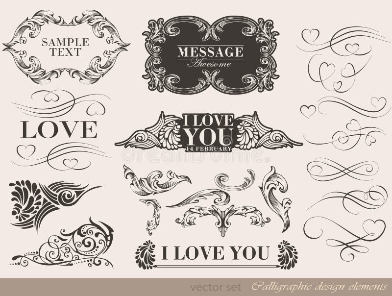 Calligraphic Design Elements Stock Illustration - Illustration of ...