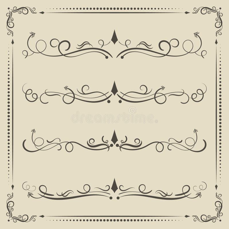 Calligraphic Design Elements, Curves and Spirals. Stock Vector ...