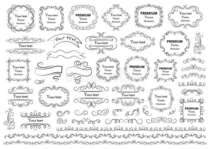 Calligraphic Design Elements . Decorative Swirls or Scrolls, Vintage ... Calligraphic Design Elements . Decorative Swirls or Scrolls, Vintage ...
