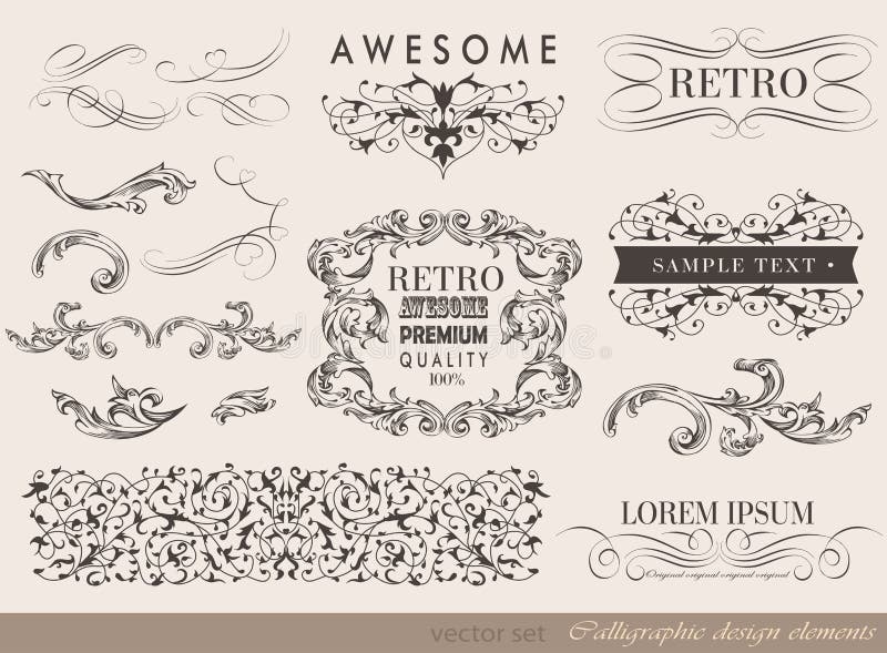 Calligraphic Design Elements Stock Vector - Illustration of classic ...