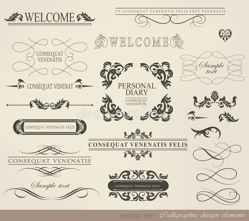 Calligraphic Design Elements Stock Vector - Illustration of calligraphy ...