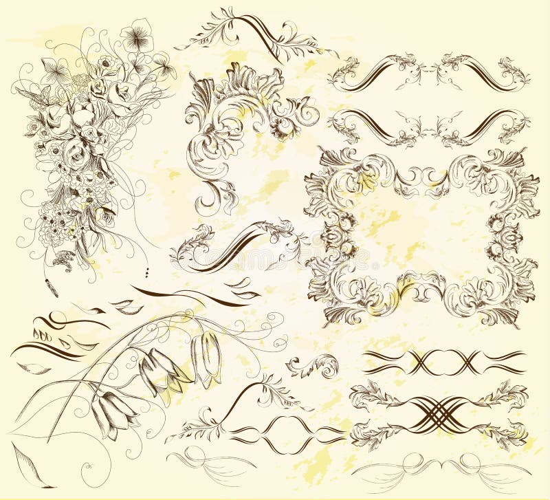 Calligraphic Design Elements and Page Decorations Stock Vector ...