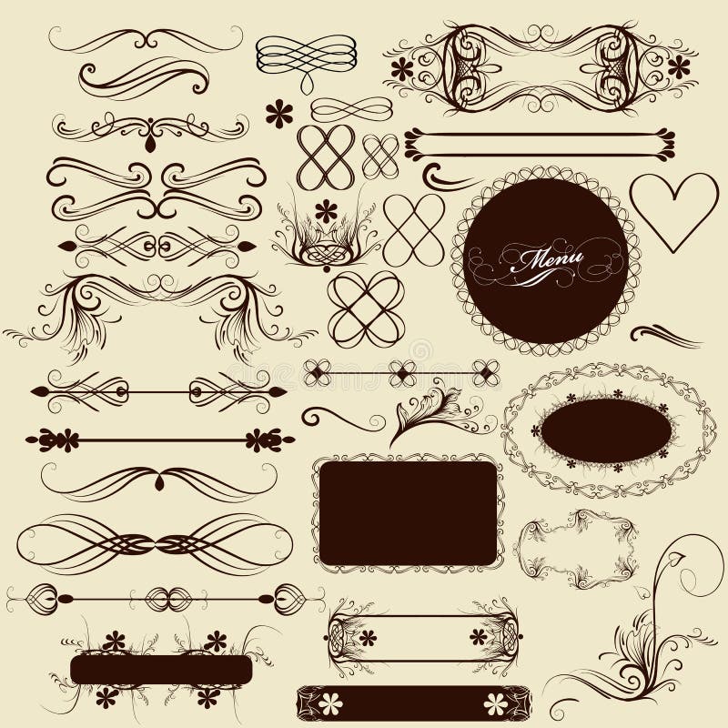 Calligraphic Design Elements, Border Corner Frame Stock Vector - Illustration of banner, baroque ...