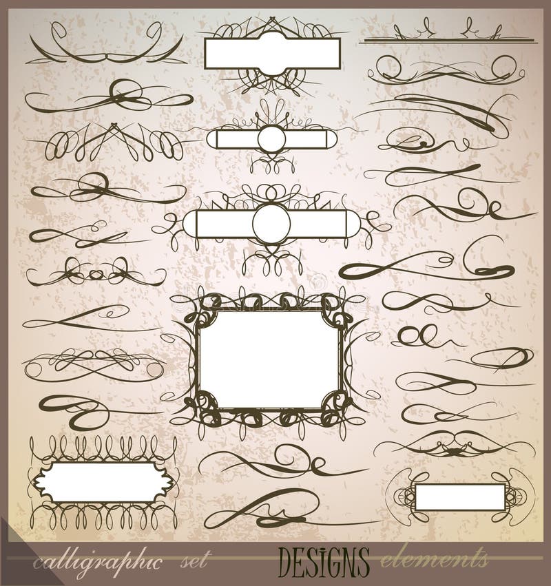 Calligraphic Design Elements Set Stock Vector - Illustration of border ...