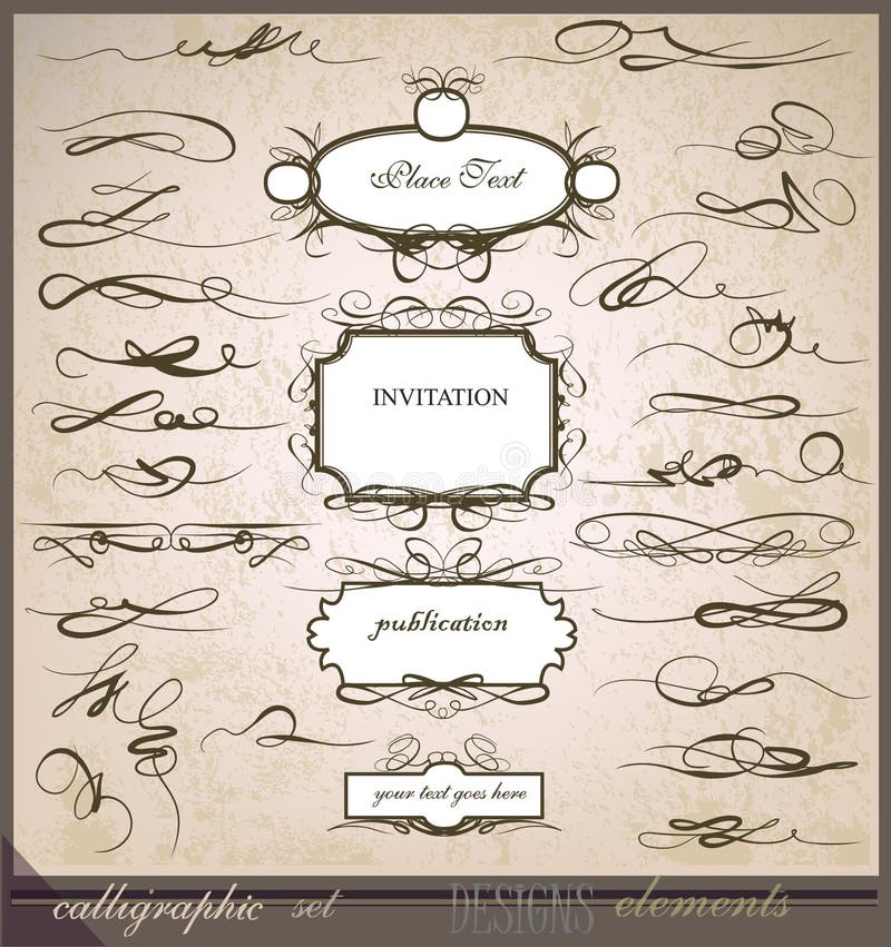 Calligraphic Design Elements Set Stock Vector - Illustration of formal ...
