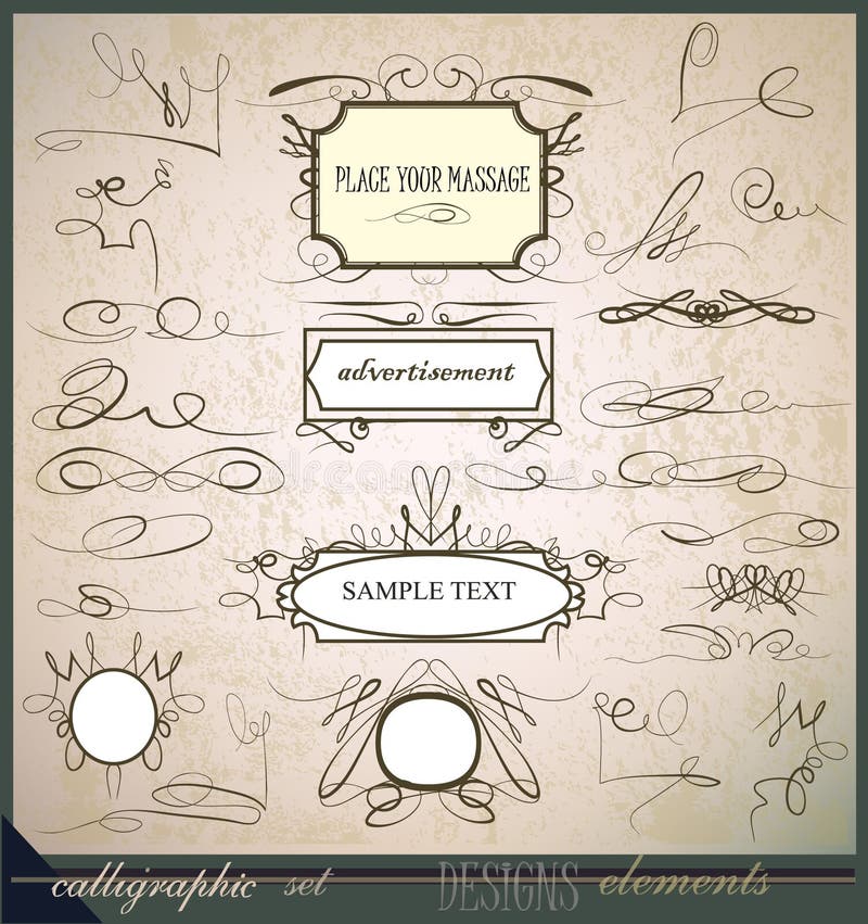 Calligraphic Design Elements Set Stock Vector - Illustration of ...