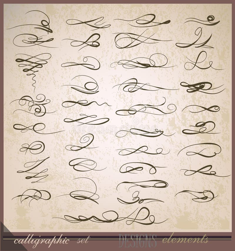 Calligraphic Design Elements Set Stock Vector - Illustration of frame ...