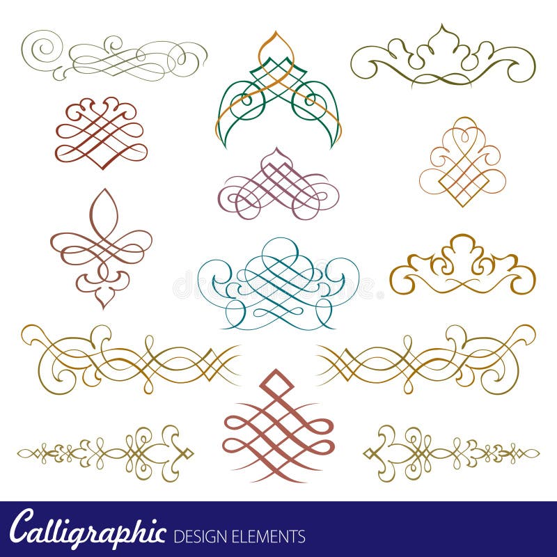 Calligraphic Elements. Vintage Frame Border Scroll Floral Ornament. Decorative Design Element ...